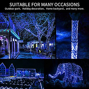 Oluote Solar String Lights Outdoor Rope Lights, 33ft 100 LEDs Waterproof Tube Lights with Solar Panel for Outdoor Home Garden Parties Independence Day Decor (Blue, 33FT)