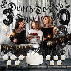 Refavor Death to My 20s Decorations - Black Funeral Party Balloons Banner Supplies 30th Rip My 20s Birthday Decorations Women Men Twenties Sash Youth Funny Bday Party Coffin Decor for Him Her