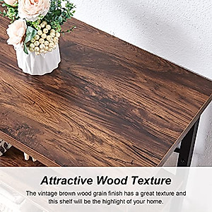 HOMBAZAAR Bookshelf, 3-Tier Vintage Industrial Book Shelf, Rustic Wood and Metal Bookcase and Bookshelves, Free Standing Storage Small Bookshelf for Living Room, Bedroom and Kitchen, Brown