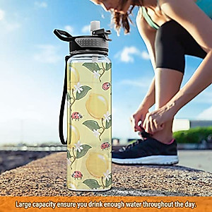 xigua Ladybug Water Bottle with Straw Lid,32 oz Leakproof Sport Water Bottle with Wide Handle for Gym,Cycling,School,Travel