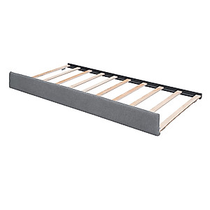 Favfurish Teddy Fleece Full Size Upholstered Platform Bed with Trundle & LED Lights, Wooden Bedframe,No Box Spring Needed, w/Wood Slat Support,for Bedroom,Guest Room, Gray