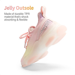 DREAM PAIRS Girls Slip-On Sneakers Kids Sparkle Pop Lightweight Jelly Sole Walking Shoes,Size 2 Little Kid,Rainbow//Pink,SDFS2303K