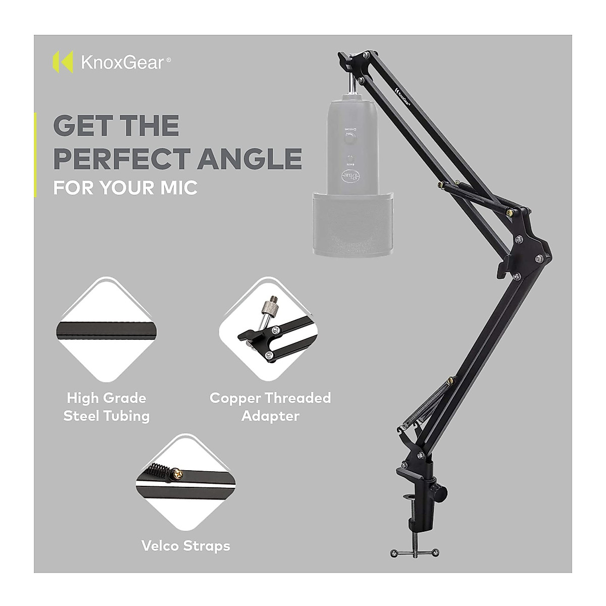 Knox Gear Microphone Suspension Studio and Home Recording Podcasting Mic Stand (Fits All Microphones and Shock Mounts)