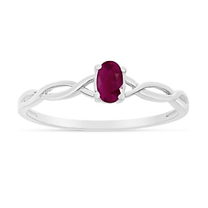 Direct-Jewelry 10k White Gold Oval Ruby Ring (Size 9)