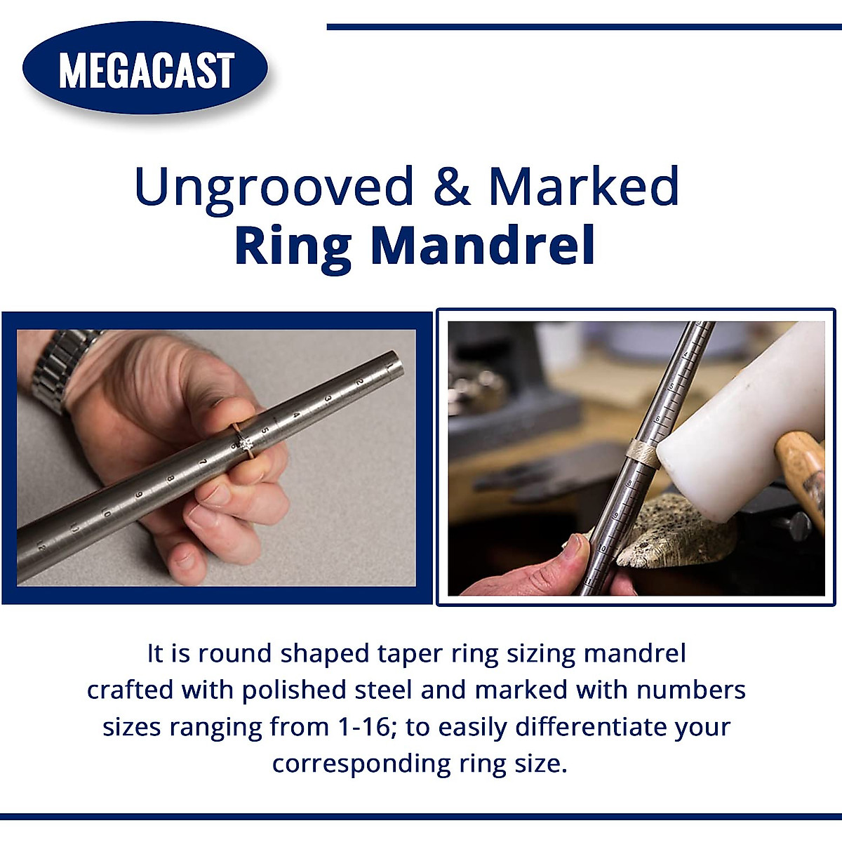 Megacast Stainless Steel Ring Sizing Mandrel Sizes 1-16