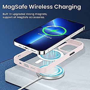 VEGO Case for iPhone 13 Pro Max/iPhone 12 Pro Max Magnetic Case, Clear Hard PC Back Cover + Soft TPU Frame Slim Resist Scratches Protective Bumper Magnet Case for iPhone 13 Pro Max 6.7” - Rose Pink