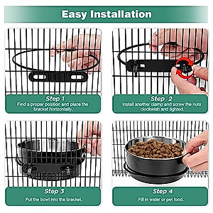 Dog Crate Water Bowl, 2 Pack No Spill Hanging Kennel Pet Cage Bowl Accessories, Mountable Big Stainless Steel Dog Food Water Dispenser Dish Feeder Coop Cup for Cat Puppy Bunny Bird Guinea Pig Ferret