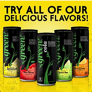 Green Lemonade - No added Sugar, 6% Real Lemon Juice, 10 Calories per can, Naturally Sweetened with 100% Stevia Leaf Extract, Carbonated Soda, 12 Fl Oz each can - Pack of 12