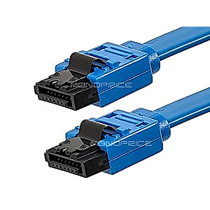 Monoprice 108782 18-Inch SATA 6Gbps Cable with Locking Latch, Blue