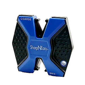 AccuSharp 2-Step Knife Sharpener - Sharpens, Restores, & Hones - 2-Step Coarse and Fine Rods for Kitchen Knives & All Types of Blades - Keychain Pull Through Knife Sharpener - Blue