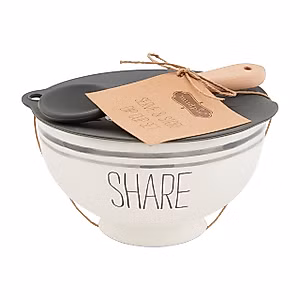 Mud Pie Bistro Bowl and Silicone Lid Set, Share, 5" dia