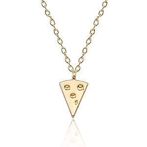 YOOESTORES82 YOOE Cute Geometric Triangle Cheese Pendant Necklace,Creative Pizza Stitching Chain Good Friend Soul Sister Necklace (Gold)
