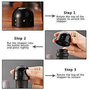 FMLBRDS Champagne Stopper Wine Bottle Stopper plug Reusable Plastic Leak Proof Seal Champagne Saver for Champagne,Cava,Prosecco&Sparkling Wine 2 Pack Black