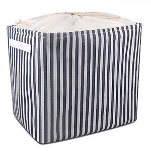 LEPONTS Storage Bins Baskets Large 16"x12"x13.5" Rectangular Storage Baskets for Organizing Fabric Collapsible Storage Organizer for Home,Closet,Clothes,Toys (White&Blue)