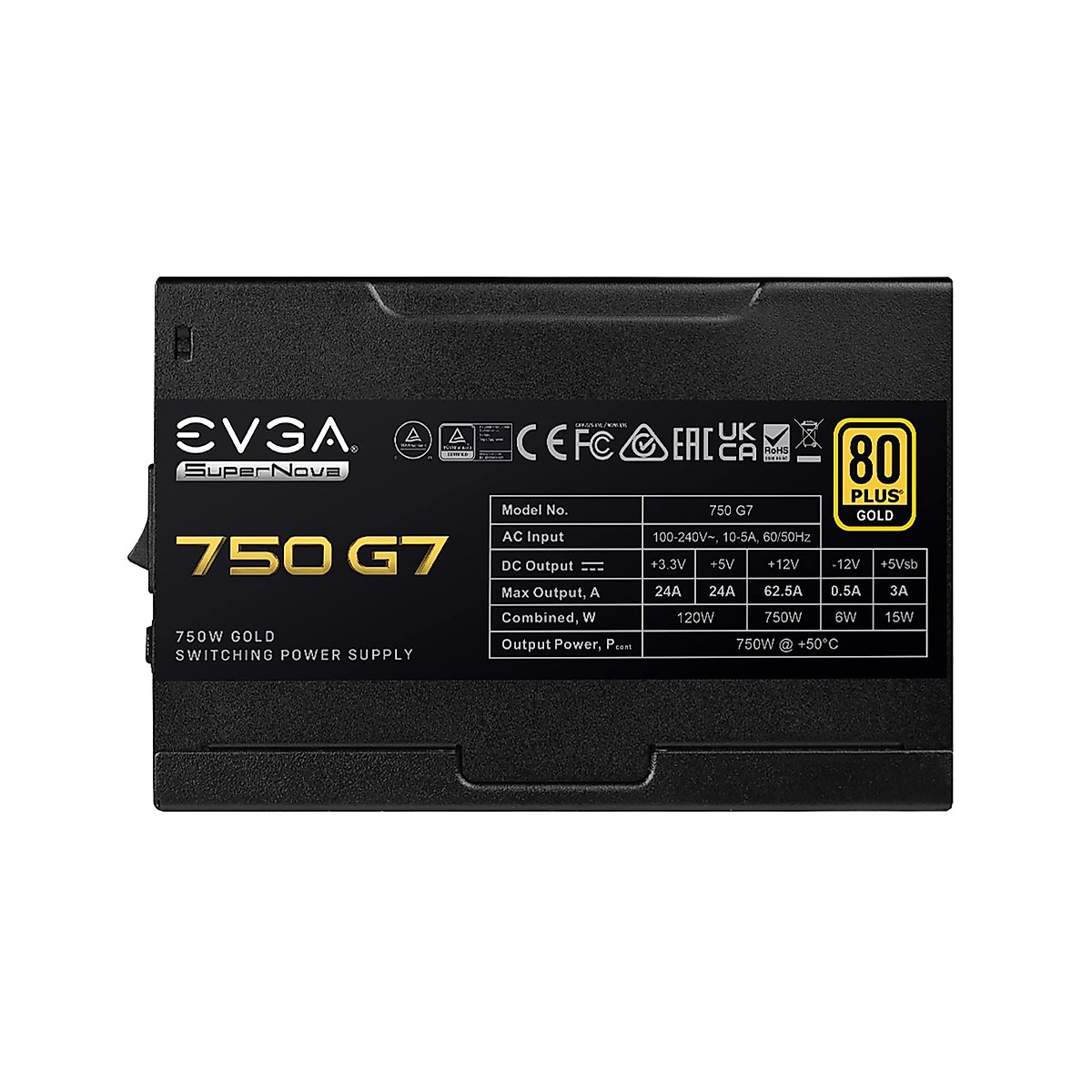 EVGA Supernova 750 G7, 80 Plus Gold 750W, Fully Modular, Eco Mode with FDB Fan, 10 Year Warranty, Includes Power ON Self Tester, Compact 130mm Size, Power Supply 220-G7-0750-X1