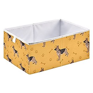 Dogs Bones Foot Prints Storage Basket Storage Bin Rectangular Collapsible Nursery Hamper Large Toy Chest Organizer for Living Room Bedroom