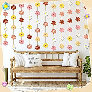 60 Pieces Retro Flower Shaped Cutouts Groovy Retro Hippie Paper Cut Party Decoration Daisy Paper Flower Cutouts for Party Craft Wall School DIY Spring Summer Birthday Home 4.33 Inch, 6 Styles