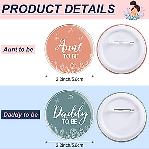 Loetere 10 Pcs Baby Shower Pin Back Buttons Mommy Daddy Aunt Uncle Grandma Grandpa to Be Baby Shower Party Favors Badge Gift, 2.2 Inch (Boho Rainbow)