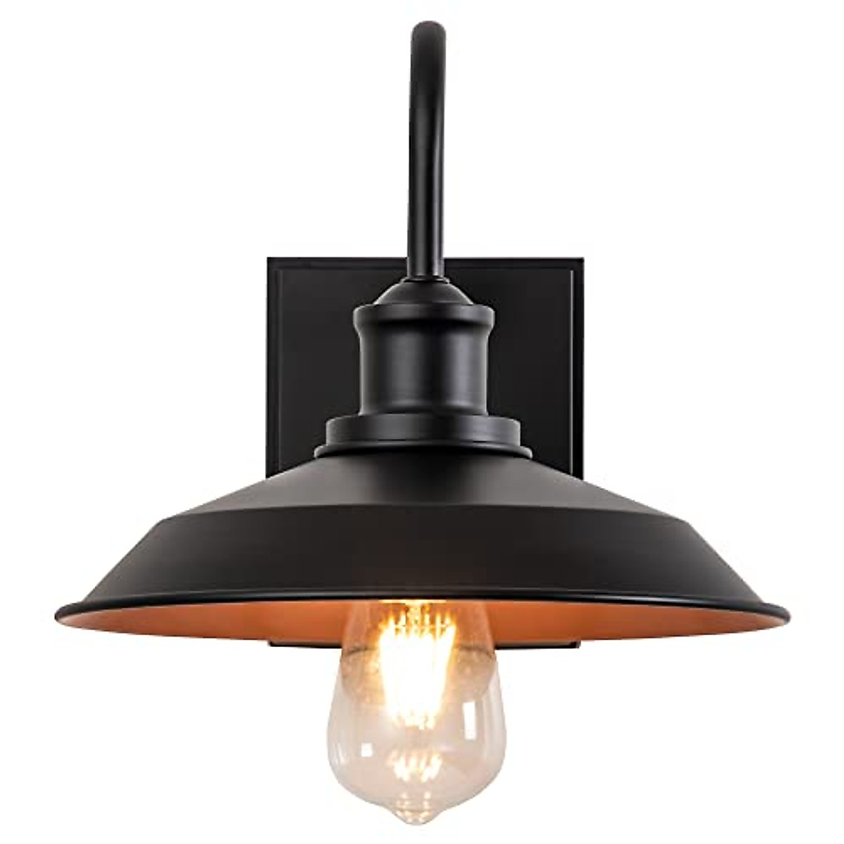 OUPAVOCS Outdoor Light with GFCI Outlet, Black Porch Light, Waterproof Exterior Barn Wall Lights Fixture with Plug, Farmhouse Sconce Wall Mount, Outside Lights for House, Garage, Patio, 2-Pack