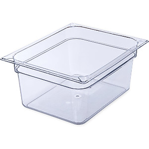Carlisle FoodService Products Storplus 1/2-Size Food Pan for Catering, Buffets, and Restaurants, Polycarbonate 6 Inches Deep, Clear