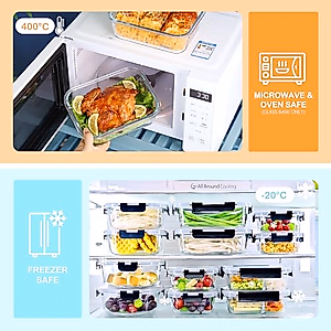 MVDHDT 16 Piece (8 Glass Containers and 8 Lids),12.5+35.1 OZ Black Glass Containers With Lids,Rectangles Meal Prep Containers Reusable Glass,for Microwave, Oven, Freezer and Dishwasher