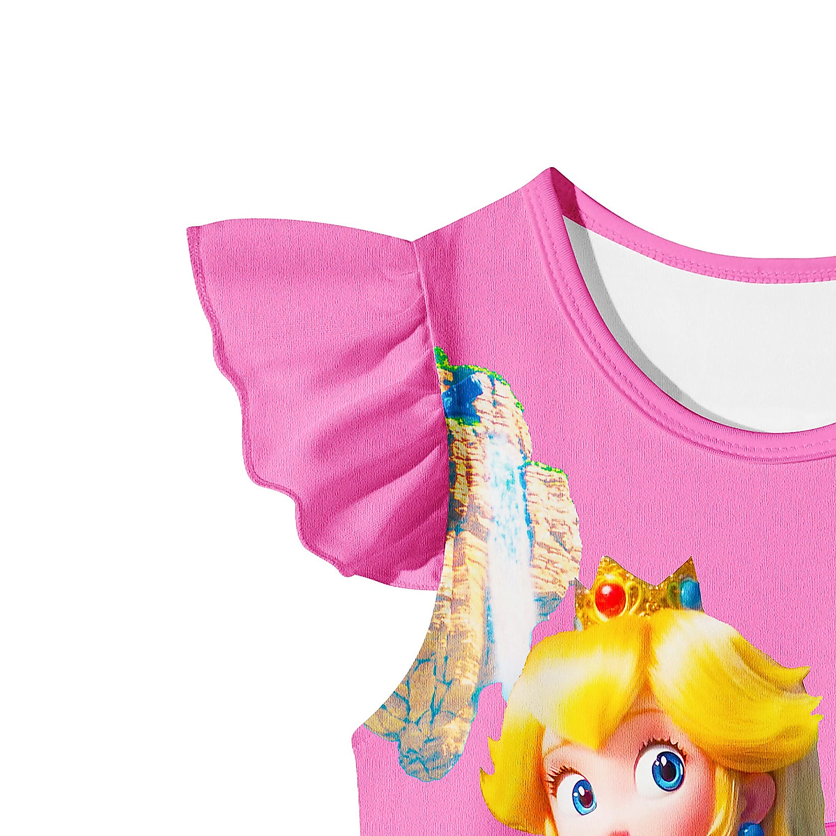 Poterloy Princess Peach Dress for Girls Toddler Kids Costume Toys Plush Casual Kids Dress Home Party Play Wear, 7-8 Years, 1-pink