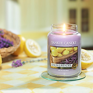 Yankee Candle Lemon Lavender Scented, Classic 22oz Large Jar Single Wick Candle, Over 110 Hours of Burn Time, Ideal for Gifting, Events, and Home Fragrance