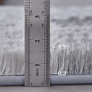 TABAYON Luxury Shag Area Rug, 3x5 Feet Tie Dyed Light Grey Rectangle Plush Fuzzy Rugs, Non-Slip Shaggy Furry Carpets for Bedroom