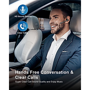 Earbuds Wireless Earpiece Bluetooth Headset with Noise Canceling Mic 160H Standby Time Hands Free Earphones Single Ear Headphone for iphone Android Samsung Cell Phones PC TV Computer Game Trucker Work