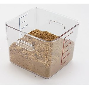Rubbermaid Commercial Products, Space Saving Square Food Storage Container, 6 Quart, Clear, for Kitchen/Sous Vide/Meal Prep, Pack of 12