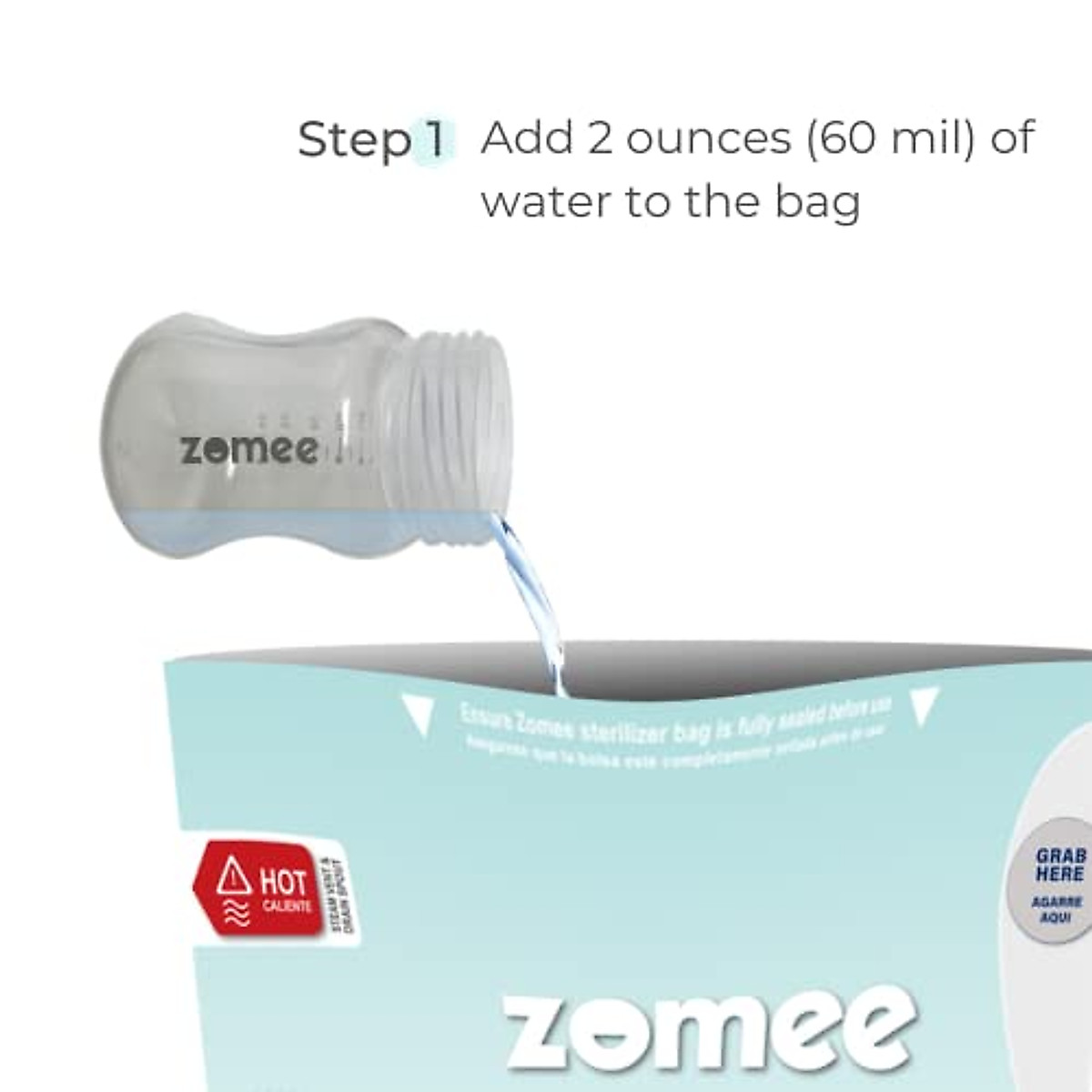 Zomee Microwave Steam Sterilizer Bags | Eliminates 99.9% of Germs and Bacteria | Disinfects Most Zomee Breast Pump Accessories | 5 Bags | Reusable for Up to 100 Sterilization Cycles
