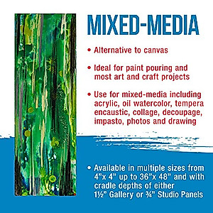 U.S. Art Supply 16" x 20" Birch Wood Paint Pouring Panel Boards, Gallery 1-1/2" Deep Cradle (Pack of 2) - Artist Depth Wooden Wall Canvases - Painting Mixed-Media Craft, Acrylic, Oil, Encaustic