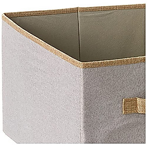 Urban Shop Foldable Linen Storage Bins with Contrasting Handle and Trim, Set of 3, Grey, 3 Count