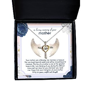 Memorial Gifts - in Loving Memory of Your Mother - Cross Necklace for Bereavement, Sympathy, Condolences - Jewelry for Loss of a Mom