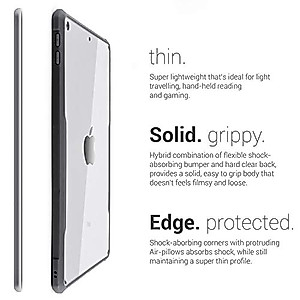 TineeOwl iPad 9.7 (2018/2017 Version) Ultra Slim Clear Case, Flexible TPU, Absorbs Shock, Lightweight, Thin (Black)