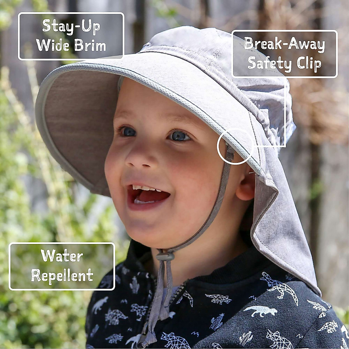 JAN & JUL Toddler Boys UV Sun-Hat Wide Brim with Large Neck Flap (M: 6-24 Months, Army Green)