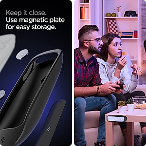 Spigen Silicone Fit Designed for PS5 Media Remote Cover Anti-Slip Protective Shock Absorption PlayStation 5 Media Remote Case (Metal Plate and Magnetic Included) - Black
