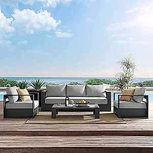 Modway Tahoe 4-Piece Fabric/Powder-Coated Aluminum Outdoor Set in Gray