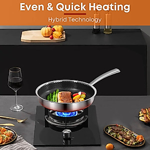 LEUGWAKN Hybrid Nonstick Frying Pan With Lid-12 Inch Stainless Steel Skillets-cooking pan-Saute Pan-Compatible with All Cooktops (12 Inch)