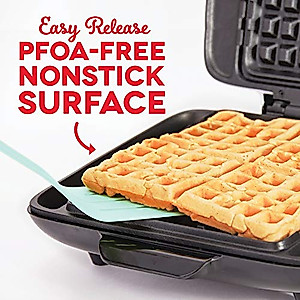 DASH No-Drip Waffle Maker: Waffle Iron 1200W + Waffle Maker Machine For Waffles, Hash Browns, or Any Breakfast, Lunch, & Snacks with Easy Clean, Non-Stick + Mess Free Sides - Aqua