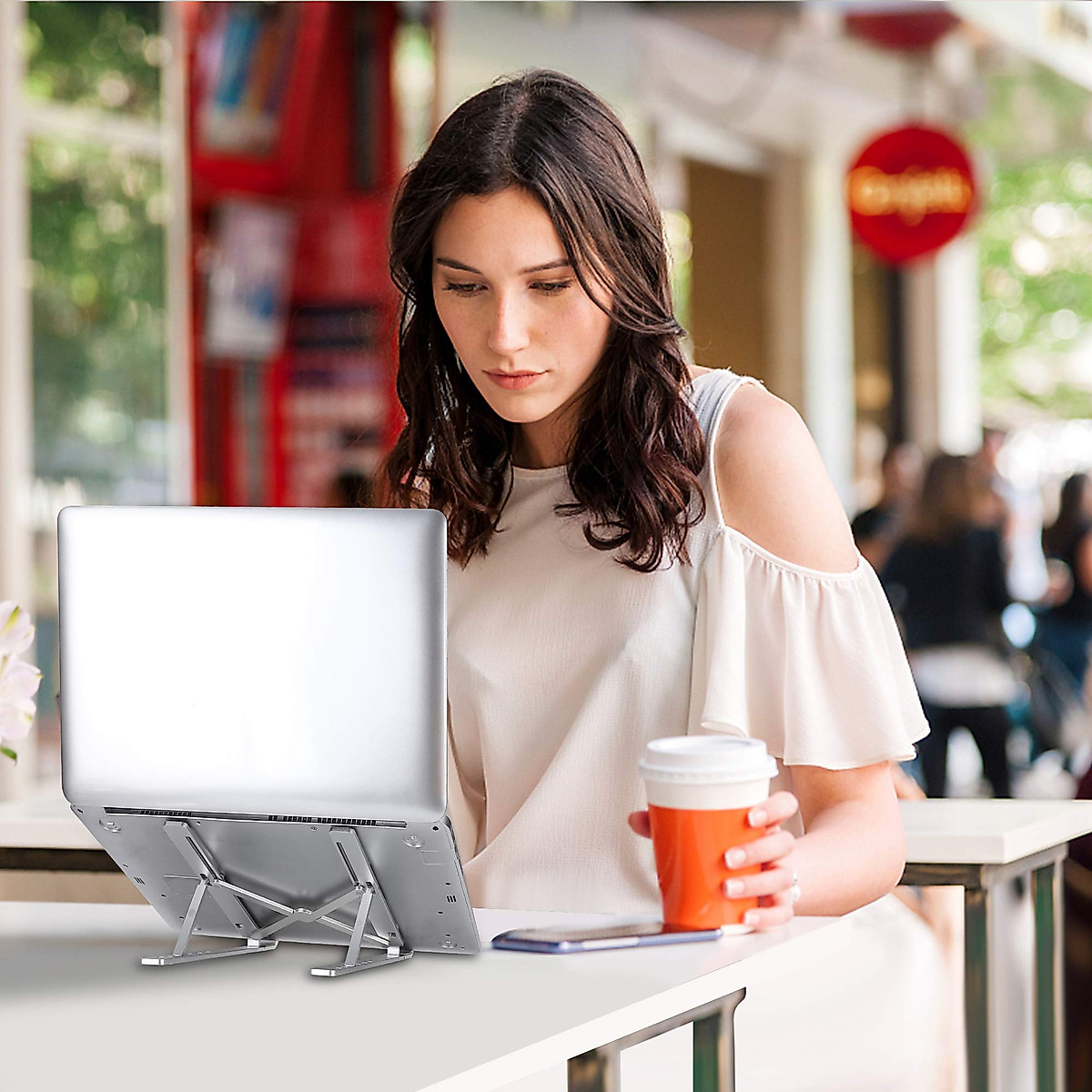 YOSHINE Adjustable Laptop Stand, Computer Stand for Laptop, Portable Laptop Holder, Foldable Notebook Stand, Desktop Ergonomic Laptop Riser for All Laptops and Notebooks Up to 15 inch