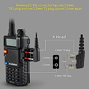 TOMSENN 2-Pin Covert Acoustic Tube Walkie Talkie Earpiece – Two Way Radio Earpiece with a PTT Mic - Compatible with Walkie Talkie Headset Brands (Kenwood, Puxing, Wouxun) – Pack of 2