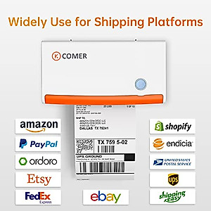 K Comer Shipping Label Printer 150mm/s High-Speed 4x6 Direct Thermal Label Printing for Shipment Package 1-Click Setup on Windows/Mac,Label Maker Compatible with Amazon, Ebay, Shopify, FedEx,USPS,Etsy