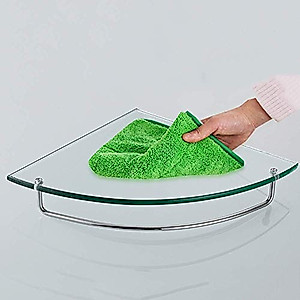 PIBM Stylish Simplicity Shelf Wall Mounted Floating Rack Wooden Bathroom Shelves Rack Shelves Stainless Steel Triangle Rounded Corners Bathroom Corner Anti-Fall - 3 Sizes, a , 34.5x25x6cm