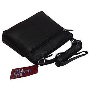 Swiss Marshall Womens Premium Leather Luxury Crossbody Shoulder Handbag Purse for Ladies (Black)