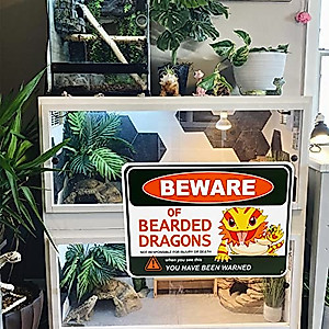 LSTAMOY Bearded Dragons Sign, Bearded Dragon Tank Accessories, Cute Bearded Dragon Decor for cage Bed Food Leash Costume Clothes Toys Gifts - 8 * 12inch-Aluminum