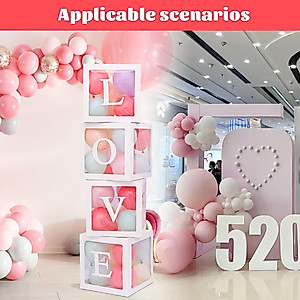 Generic 4 Pieces Love Transparent Balloons Boxes with Letters, Valentine’s Day Balloon Box, Party Decorations Balloons Boxes for Anniversary Wedding Engagement Wedding, Bridal Shower, Birthday Party