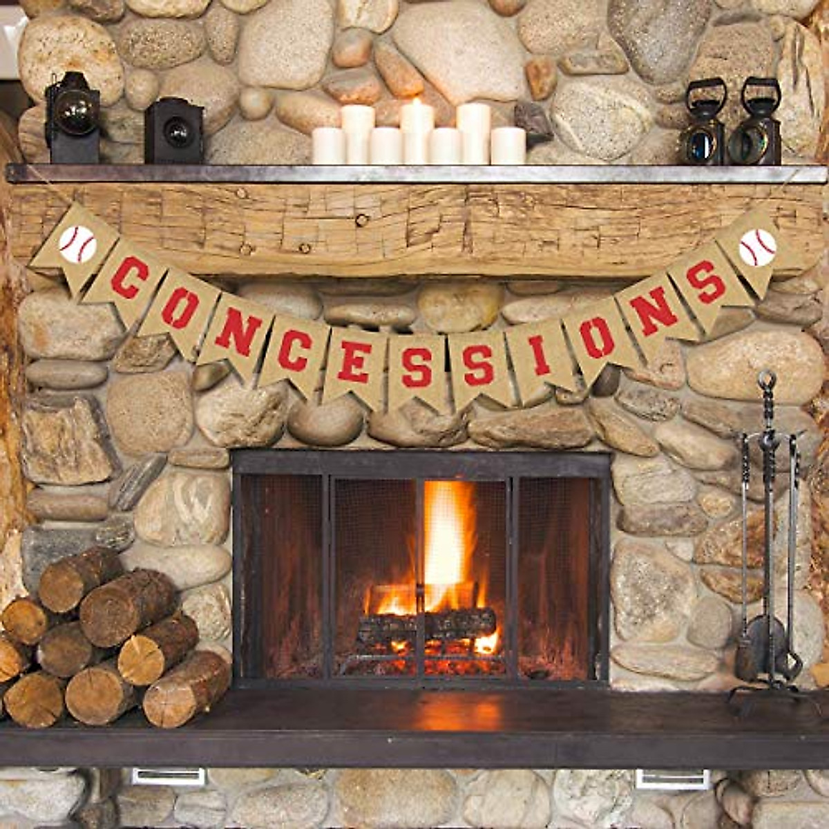 Rainlemon Jute Burlap Concession Banner Baseball Theme Baby Shower Birthday Party Bunting Garland Decoration Supply