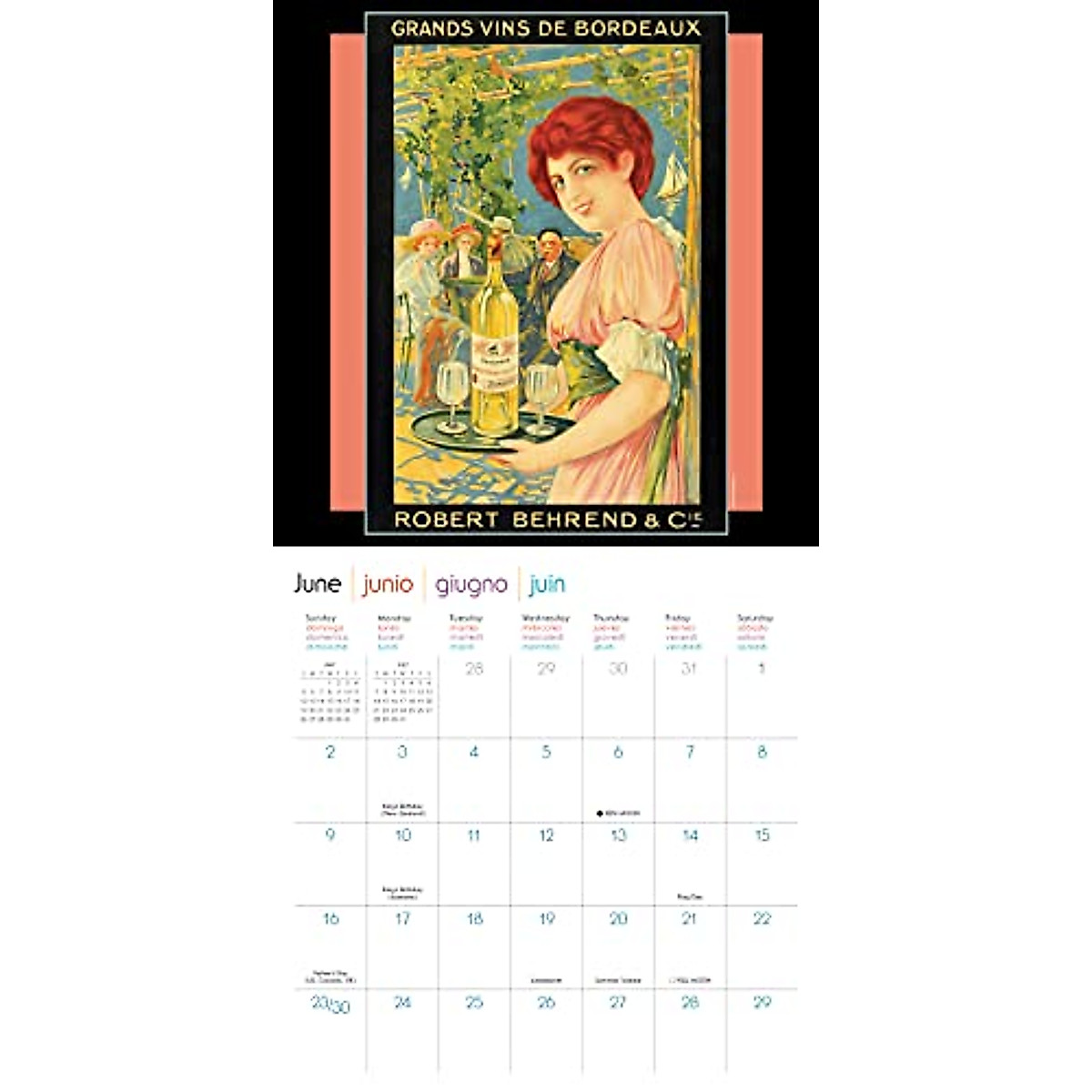 Bon Appétit 2024 Wall Calendar — Vintage Poster Art, 16-Month Cooking Calendar, 12" x 12"
