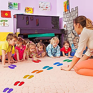 8 Pairs Feet Markers Classroom Markers Colorful Spot Floor Markers Footprint Shaped Non Slip Rubber Carpet Markers for Kids Home School Classroom Physical Education Learning Craft Supplies, 7 Colors